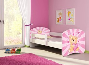 Dětská postel - Růžový Teddy medvídek 2 180x80 cm bílá