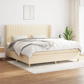 Box spring postel s matrací krémová 200x200 cm textil 3128714