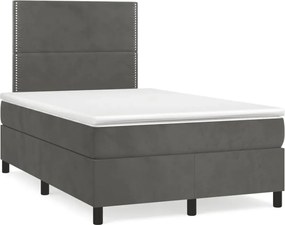 Box Spring Postel S Matrací Samet Tmavě Šedá Hladké s hřebíky 120 x 190 c