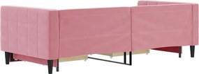 Válenda s přistýlkou a zásuvkami růžová 90 x 200 cm samet 3196742