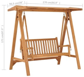 Houpací lavice 170 cm masivní teakové dřevo,  316629