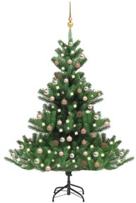 vidaXL Umělý vánoční stromek normandská jedle LED a koule zelený 210cm
