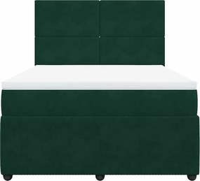 Box spring postel s matrací tmavě zelená 140x200 cm samet 3294655