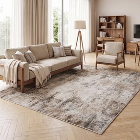 HOMCOM omyvatelný koberec s abstraktním vzorem, 300 × 200 cm, hnědá