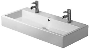 Duravit Vero - Dvojumyvadlo 100x47 cm,  s přepadem, 2 otvory pro baterie, WonderGliss, bílá 04541000241