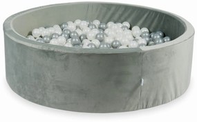 Mimii Suchý bazének + 400 ks kuliček kulatý, samet šedá Rozměr: 130x30 cm