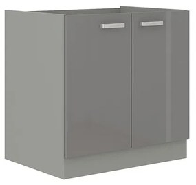 Kuchyňská skříňka pod dřezem Multiline 80 ZL 2F BB, Barva: šedá / šedý lesk, Umyvadlo: ne