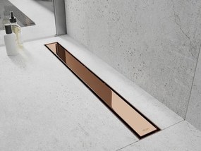 Mexen Flat, lineární podlahový žlab 120 cm, růžové zlato, 1610120
