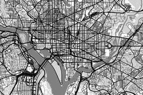 DIMEX | Samolepicí vliesová fototapeta na zeď Mapa Washingtonu D.C. MA-5-1522 | 375 x 250 cm | bílá, černá