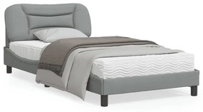 vidaXL Rám postele s LED osvětlením světle šedý 100 x 200 cm textil