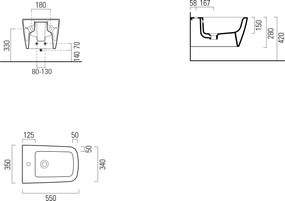 Sapho, NUBES bidet závěsný 55x35cm, bílá ExtraGlaze