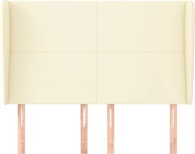 Čelo postele typu ušák krémové 147 x 23 x 118/128 cm umělá kůže 3117768