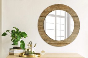 Kulaté zrcadlo tištěný rám Staré dřevo fi 50 cm