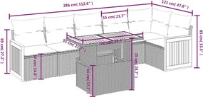 7dílná zahradní sedací souprava s poduškami béžová polyratan 3273971