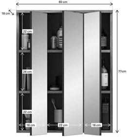 Koupelnová zrcadlová skříňka Mason, dub