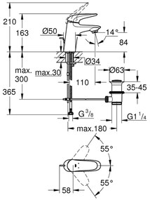 GROHE 23707003 - Umyvadlová baterie EUROSTYLE 163 mm lesklý chrom