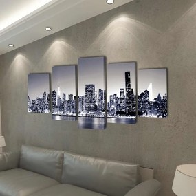 Sada obrazů, tisk na plátně monochromní panoráma New Yorku 100 x 50 cm 241548