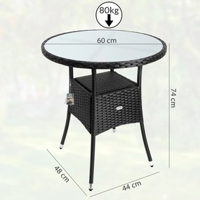 Zahradní stolek Bistra 60 cm polyratan černý