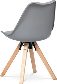 Autronic Jídelní židle, šedá plastová skořepina, sedák ekokůže, nohy masiv přírodní buk CT-761 GREY