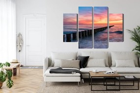 Vícedílný obraz Baltské Moře S Dřevěnými Vlnolamy Nedostatek Nedostatek Plátno Canvas 80x60