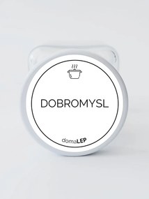 Samolepka na kořenky DOBROMYSL bílá 5 cm základní písmo