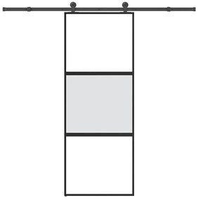 Posuvné dveře s kováním 76x205 cm tvrzeného sklo a hliník