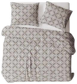 KARO Flanelové povlečení 140x200 1820N šedé geometrické Flanel Comfort button-up