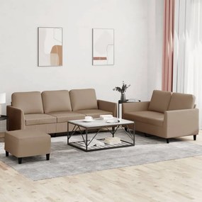 3dílná sedací souprava s poduškami cappuccino umělá kůže 3201769