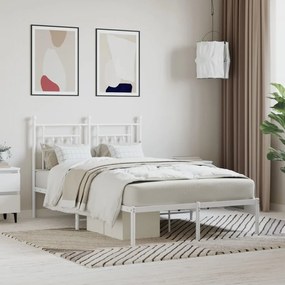 vidaXL Kovový rám postele s čelem 135 x 190 cm [353536] Barva: Bílá