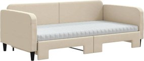 Válenda s přistýlkou a matracemi krémová 100 x 200 cm textil 3196843