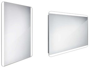 Nimco - Koupelnové podsvícené LED zrcadlo 50x70 cm, zaoblené, aluminium ZP 17001