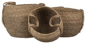 3ks pletených košíků s uchy Marcien - Ø 38*31 / Ø33*27 / Ø 27*23 cm