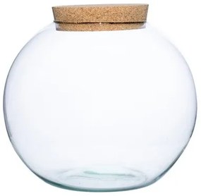 Skleněná váza boule s korkovým špuntem, průměr 28 cm