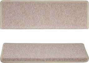 Schodové rohože 15 ks 65 x 21 x 4 cm béžové s obdélníkovým okrajem 134573