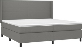 Box spring postel s matrací a LED tmavě šedá 200x200 cm textil 3138182