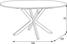 Jídelní stůl rozkládací 120-160x120 cm DT-I1120 OAK, melamin, dub – Barva (vyberte): hnědá béžová