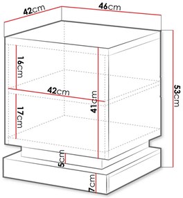 Set 2x noční stolek s modrým LED osvětlením LIMA - bílý / lesklý bílý