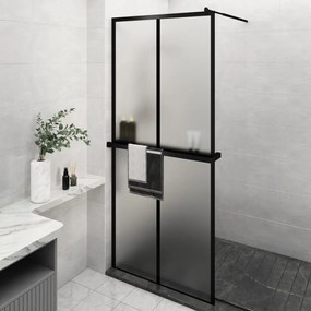 Zástěna do průchozí sprchy s policí černá 90x195 cm ESG/hliník,  3185458