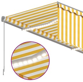 vidaXL Ručně zatahovací markýza s roletou a LED 4,5 x 3 m žlutobílá