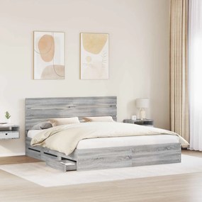 Rám postele s čelo Šedá Sonoma 200 x 200 cm Inženýrské dřevo 3411812