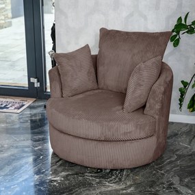 Relaxační otočné křeslo, tmavě hnědá, SALTER