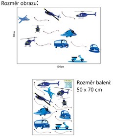 Živá Zeď Samolepka na zeď Modré dopravní prostředky