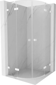 Mexen Lunar, půlkruhový výklopný sprchový kout 70 x 70 cm, 8mm čiré sklo, bílý profil, 833-070L-070P-20-00