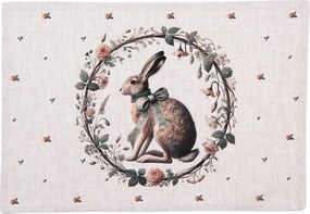 6ks bavlněné prostírání na stůl se zajícem Natural Linen Easter - 48*35 cm