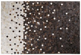 Kožený patchworkový koberec 140 x 200 cm hnědočerný EYIM Beliani