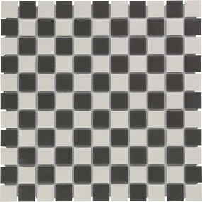 The Mosaic Factory Keramická mozaika bílá; černá; černo-bílá Mozaika MIX 2 Chessboard  2,3x2,3 (30x30) cm - LO2310-17