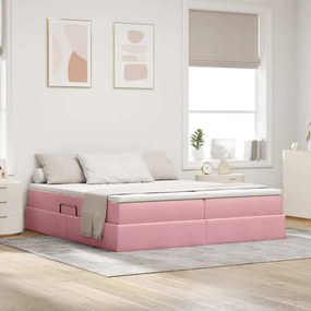 Postel s úložným prostorem a matrací Růžová 180 x 200 cm samet 3370366
