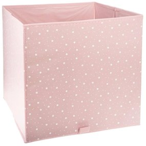 Textilní koš na hračky Pink Stars 29x29 cm růžový
