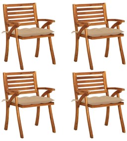 Zahradní židle s poduškami 4 ks masivní akáciové dřevo,  3075192