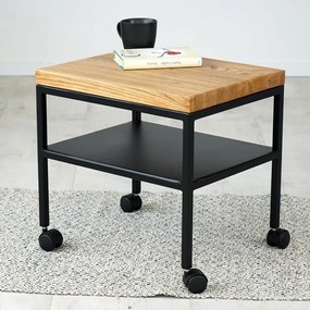 Odkládací stolek Mobile s kolečky a masivní dubovou deskou 40 mm